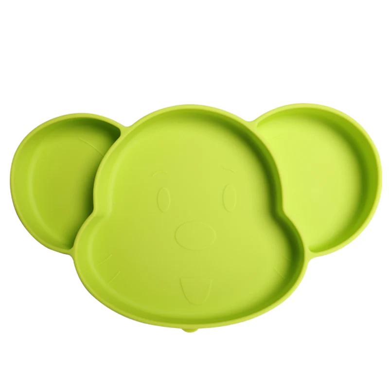 Green Natural Silicone Suction Monkey Plate